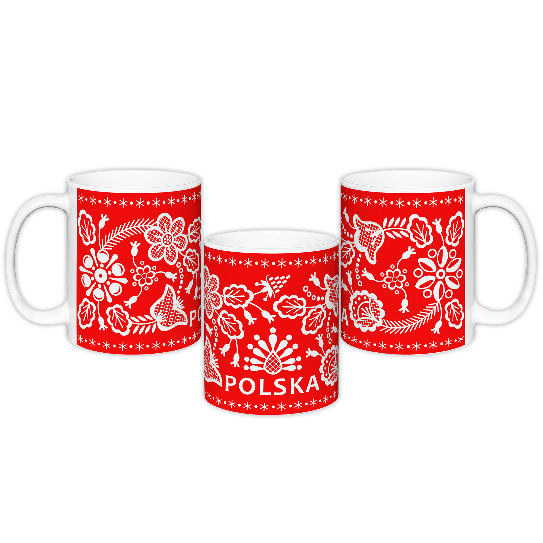 Pamiątki z Polski :: Polska :: Kubki :: Kubek Kujawy Kwiaty Polska Czerwony